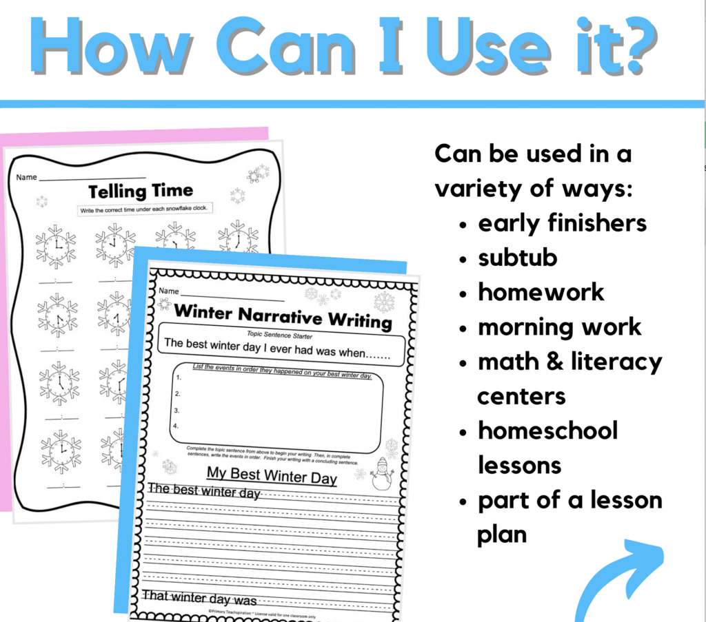 Free Winter No Prep Printable Worksheets! - Primary Teachspiration